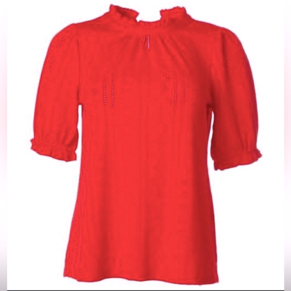 Dept 222 | Tops | Dept 222 Red Eyelet Boho Design Ruffled High Neck ...